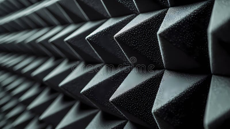 Dark Acoustic Foam Panel with Water Droplets Creating Textured Surface ...