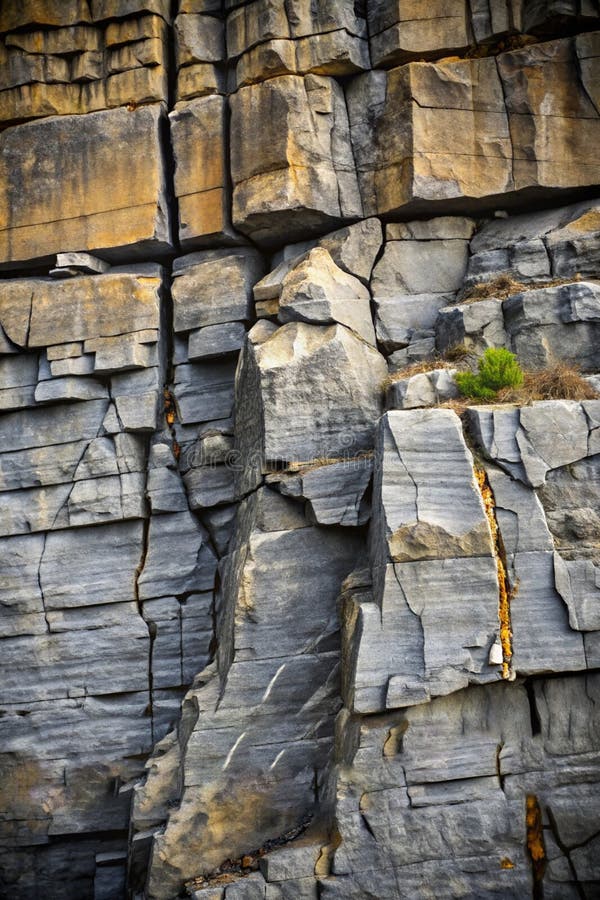 Dark Aged Cliff Face with Cracks and Layers Stock Illustration ...