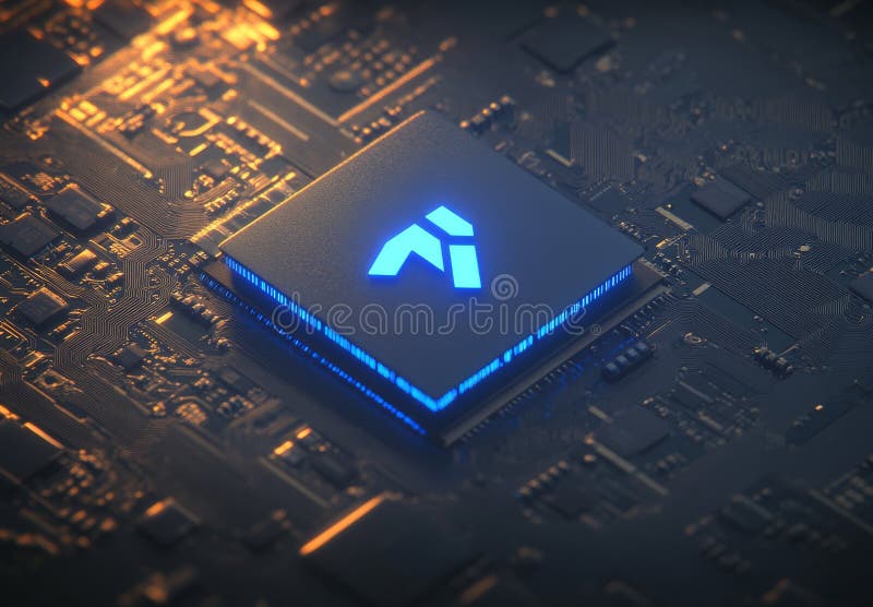 Dark Ai Technology Concept Illustrated Modern Cyber Background Stock ...