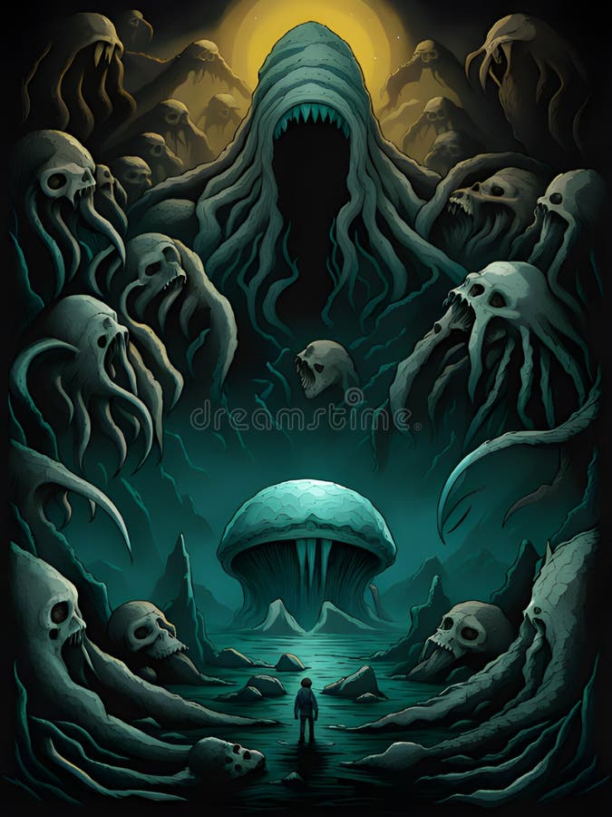 Dark Alien in the Dark Cave, Ai Generated Stock Illustration ...