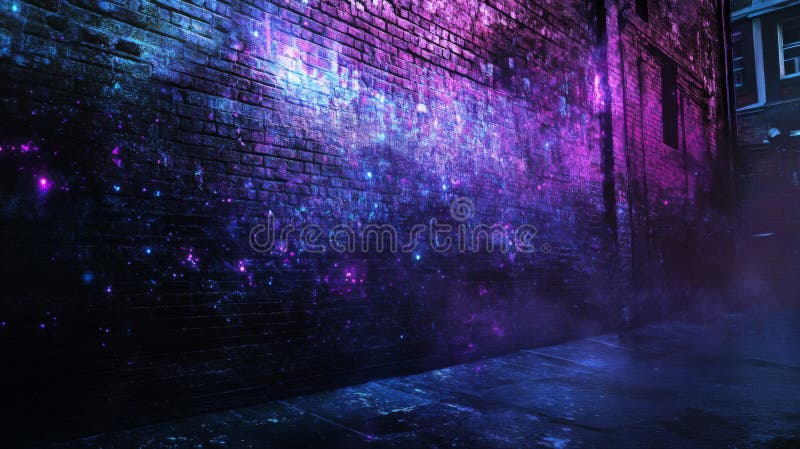 A Dark Alley Illuminated by Neon Lights Stock Illustration ...