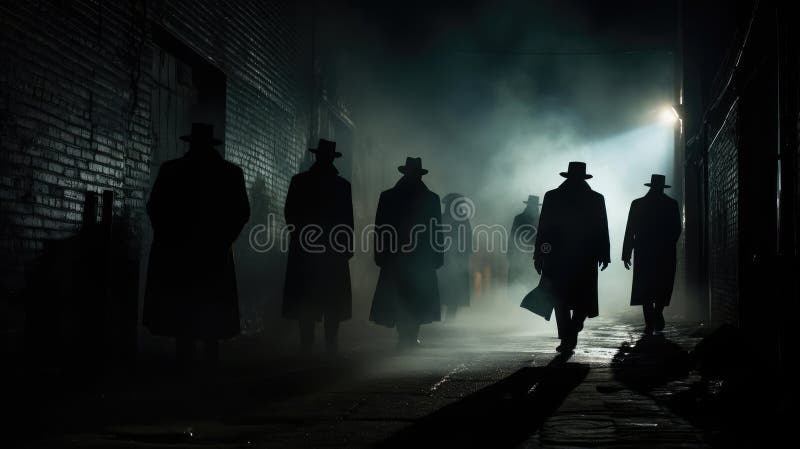 Several Dark Silhouettes of Criminal People Stock Illustration ...