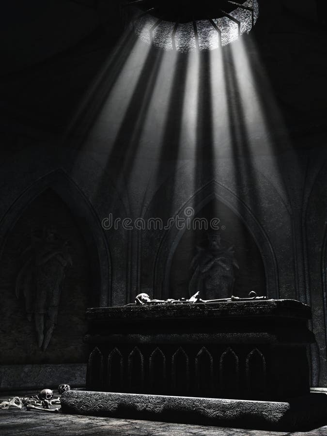 Dark Crypt with a Creepy Altar Stock Illustration - Illustration of ...