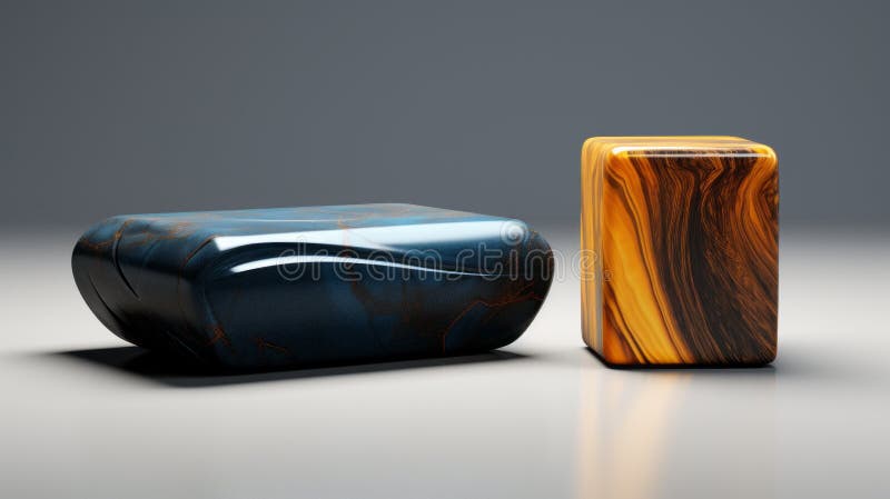 Dark Amber and Azure: a Stunning Encounter of Two Shaped Boxes Stock ...