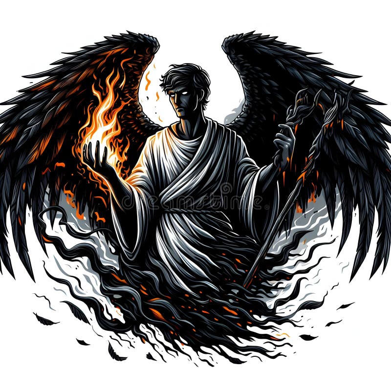 Dark Angel Carrying Fire in Hand Stock Illustration - Illustration of ...