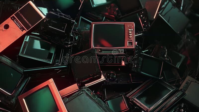 Dark Animation of a Pile of Electronics. Digital Background Stock Video ...