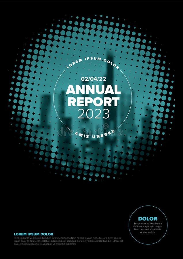 Dark Annual Report Front Cover Page Template with Blue Photo in ...