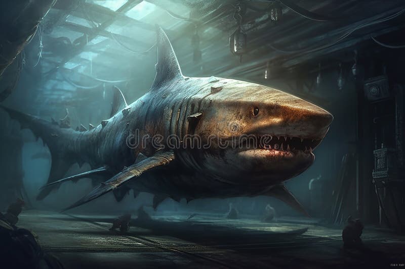 Dark Armoured Shark , Fantasy Illustration Stock Illustration ...