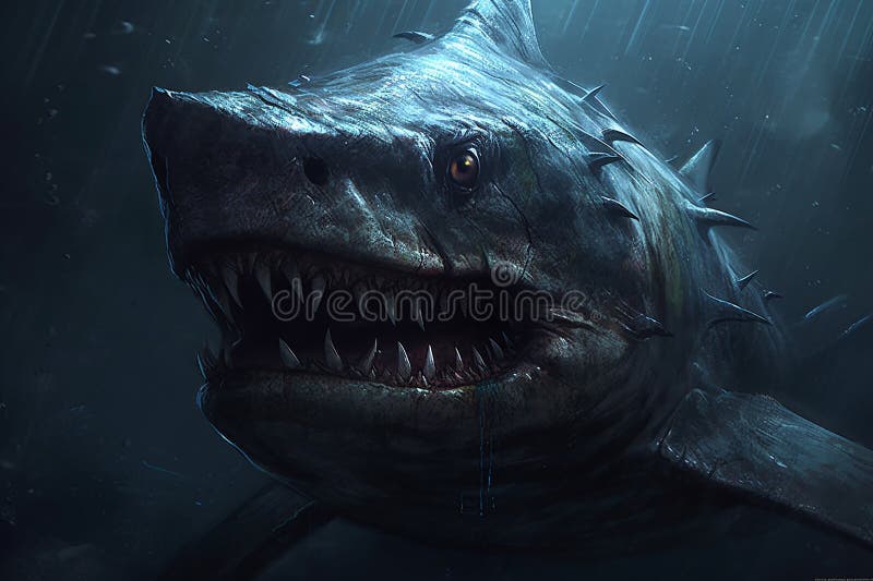Dark Armoured Shark , Fantasy Illustration Stock Illustration ...