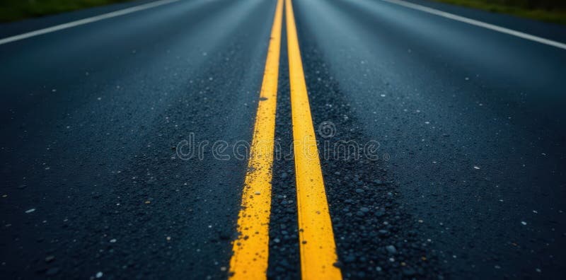 Dark Asphalt Highway with Yellow Lines, Faded Road Markings , Dashed ...