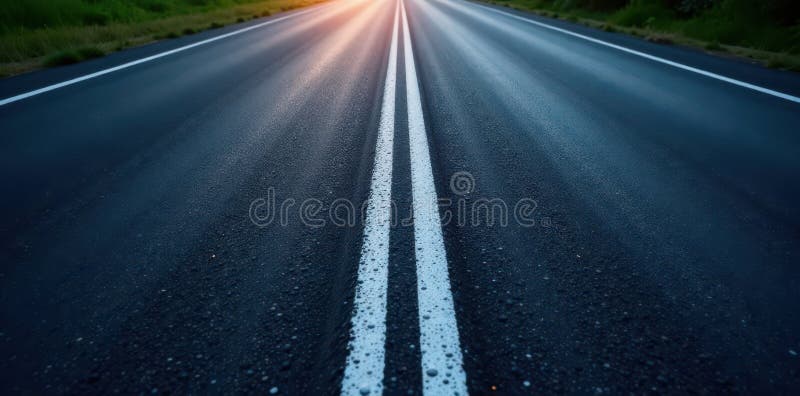 Dark Asphalt Road with Crisp White Lane Markers , Journey, Texture ...