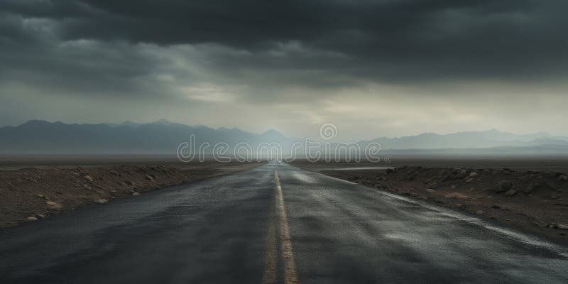 Dark Asphalt Road. Dramatic Storm Clouds Over Highway Stock ...