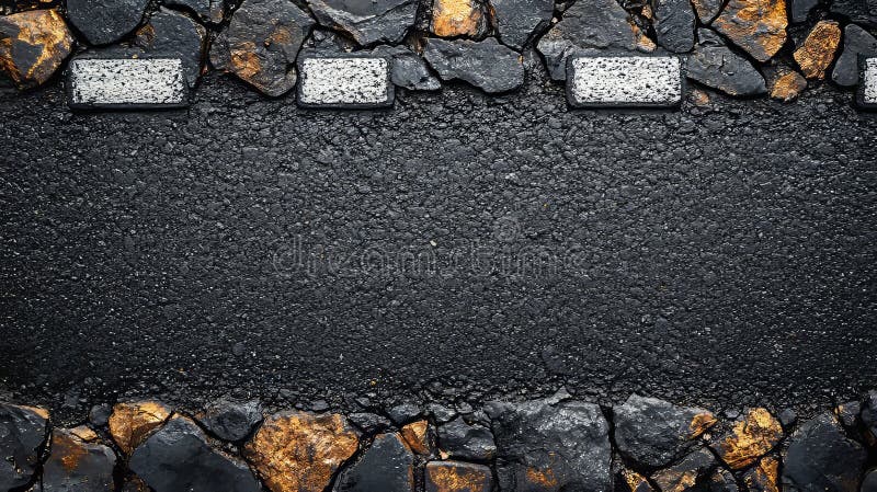 Dark Asphalt Road with Stone Stock Illustration - Illustration of ...