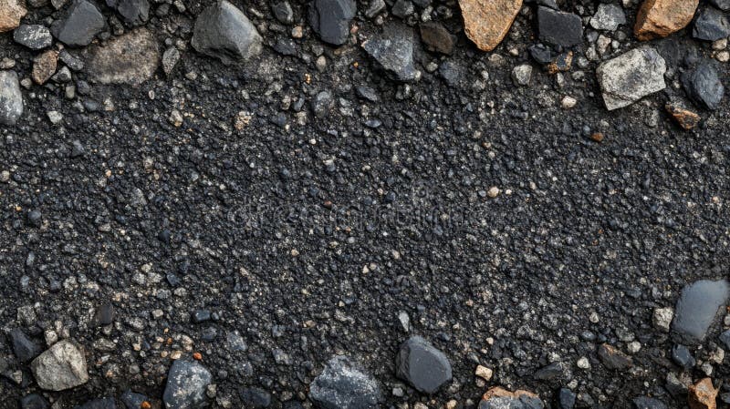 Dark Asphalt Surface with Embedded Rocks Stock Illustration ...