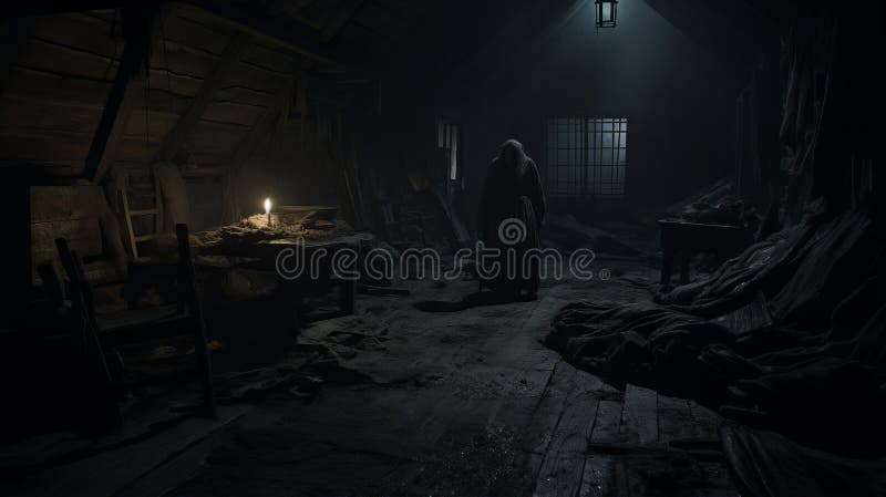 Poltergeist: a Dark and Eerie Image Inspired by Rembrandt S Style Stock ...