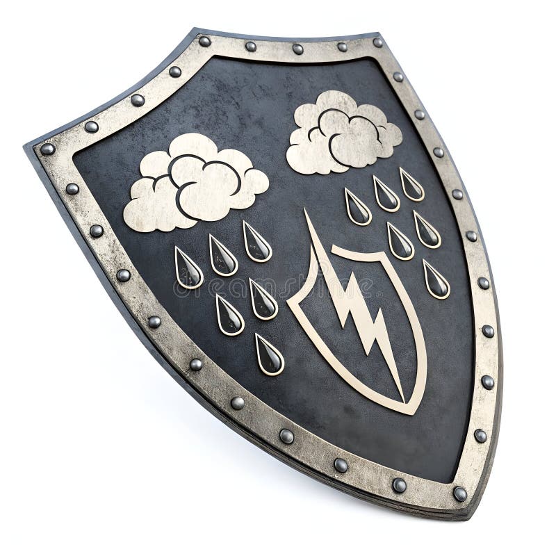"Bad Weather with Shield Background Icon Render Isolated on White ...