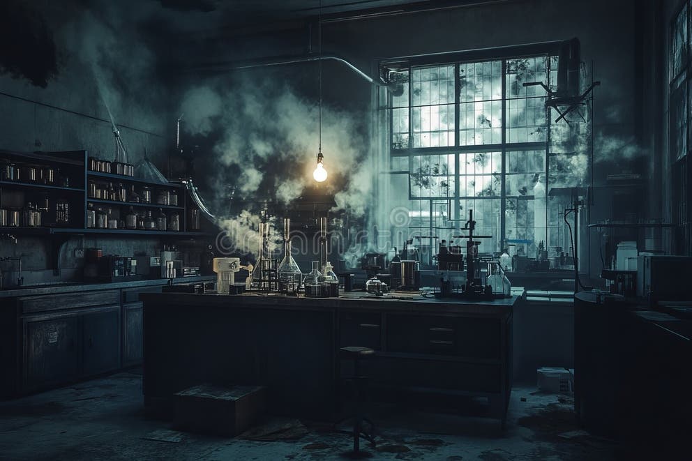 Dark and Atmospheric Laboratory with Experiment Tools and Steam Stock ...