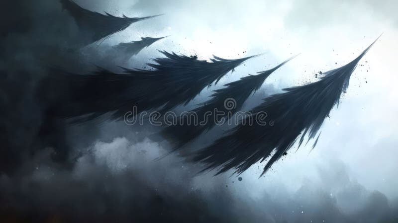 Abstract Dark Fantasy Landscape: Mysterious Black Spikes Emerging from ...