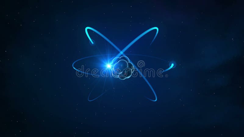 Dark Atom with Glowing Blue Electrons Stock Video - Video of animation ...