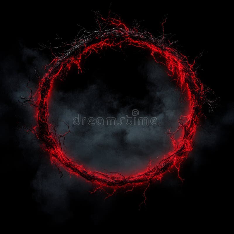A Dark Backdrop with an Abstract, Mysterious Red Lightning Circle Stock ...