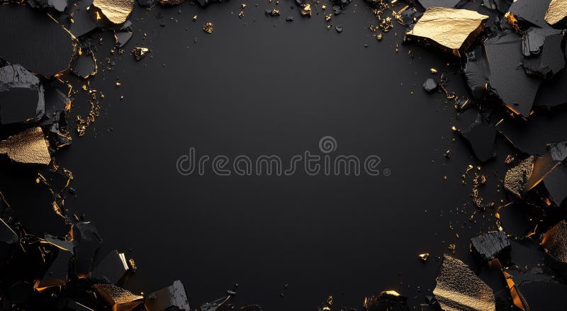 Dark Backdrop with Golden and Black Fragments, Abstract, Refined, Chic ...