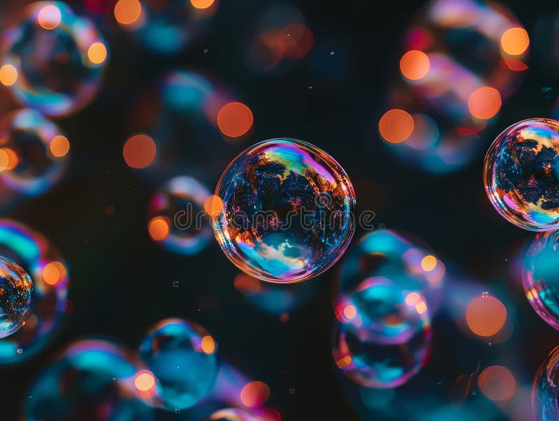 Dark Backdrop Showcases Swirling, Colorful Bubbles with Magical Glow ...