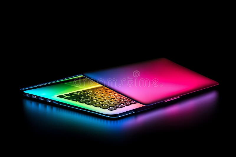 Dark Background with Abstract Bright Color Screen of a High Tech Open ...