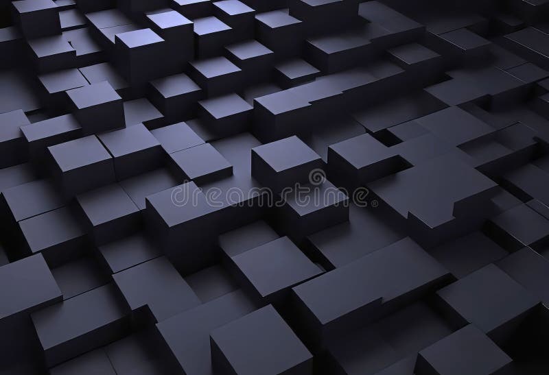 Dark Background, Abstract Geometric Blocks with Neon Light, 3D ...