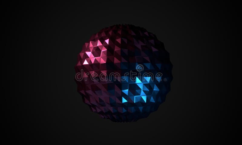 Dark Background with Abstract Glossy Shape As Low Poly Ball. Stock ...