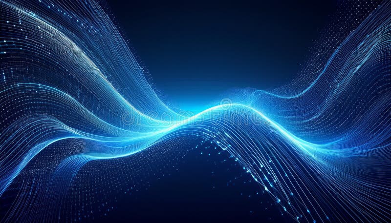 Dark Background with Blue Virtual Waves Stock Illustration ...