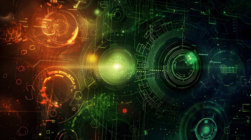 Dark Background with Colorful Circuits, in the Style of Sci-fi ...