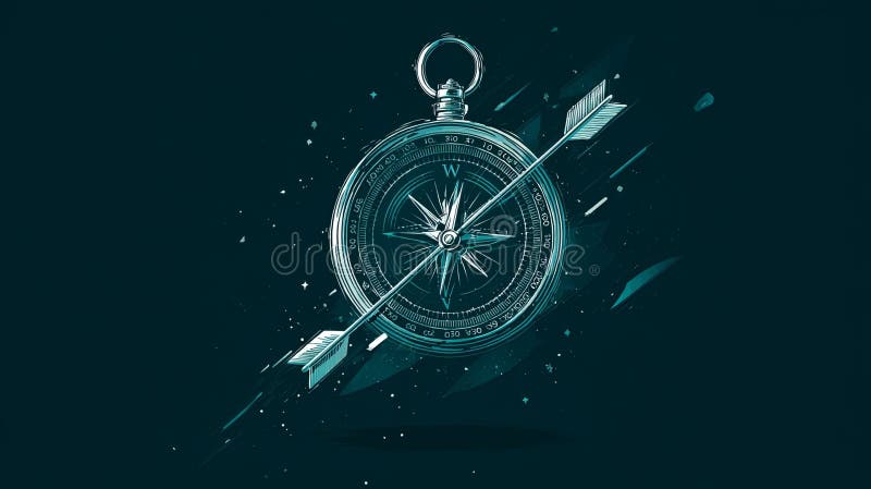 Dark Background Compass with Arrows - Navigation Concept Stock ...