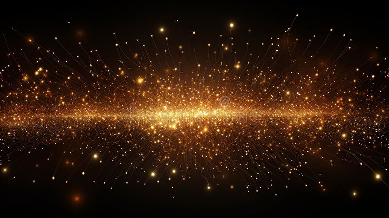 Dark Background with an Explosion of Gold Specs of Light Abstractly Put ...