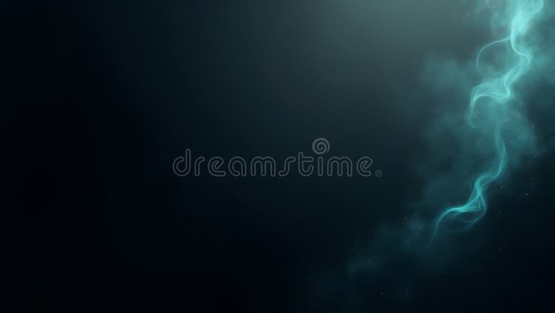Abstract Turquoise Smoke Effect on a Dark Background with Particles and ...