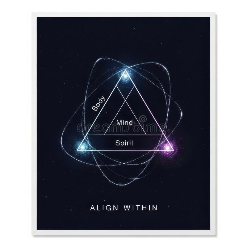 Body Mind Spirit Triangle Alignment Teal Purple Blue Dark Background ...