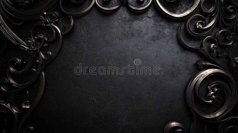 Dark Background Framed by Intricate Metal Scrollwork Design Stock Photo ...