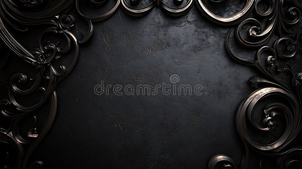 Dark Background Framed by Intricate Metal Scrollwork Design Stock Photo - Image of dramatic ...