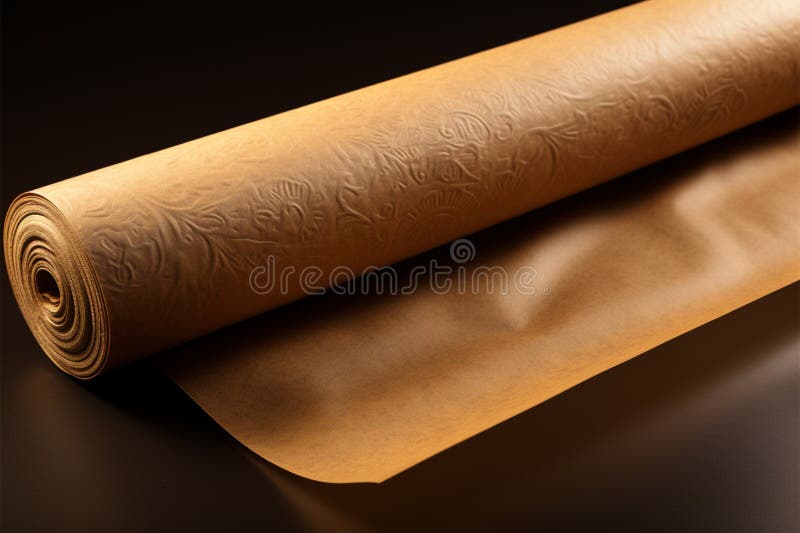Dark Background Frames an Unfolded Parchment Paper Roll, Ready for ...