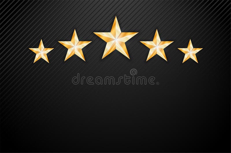 Dark Background with Gently Texture and Five Golden Shiny Stars Stock ...