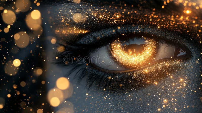 On a Dark Background, a Glowing Digital Eye is Comprised of Vibrant ...