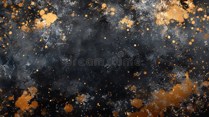 Dark Background with Gold and Silver Splashes, Abstract Ink Splatters ...