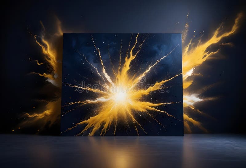 A Dark Background with a Golden Explosion of Light and Particles ...