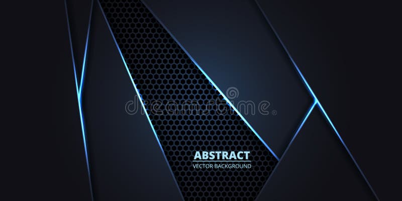 Dark Background with Hexagon Grid and Blue Luminous Lines. Stock ...