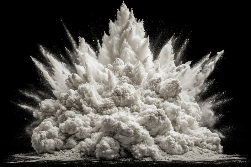 A Dark Background Highlighting an Abstract White Powder Cloud Design ...