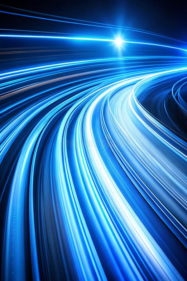 Abstract Blue Light Trails on the Dark Background Stock Illustration ...