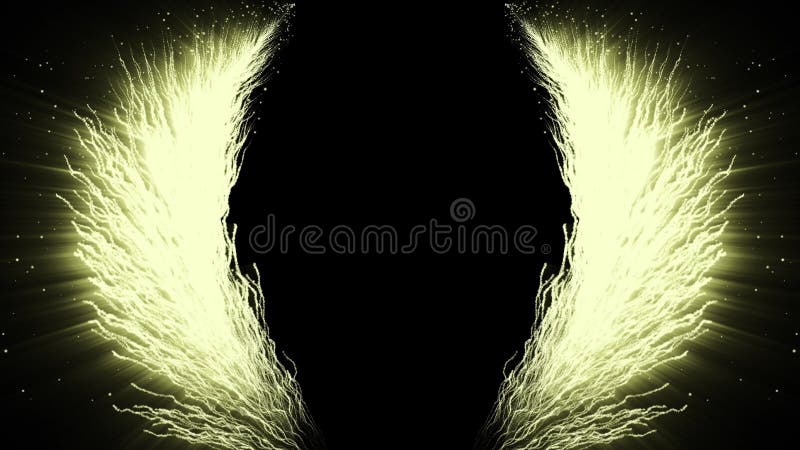 On a Dark Background, Light Yellow Elements of Glowing Particles Appear ...