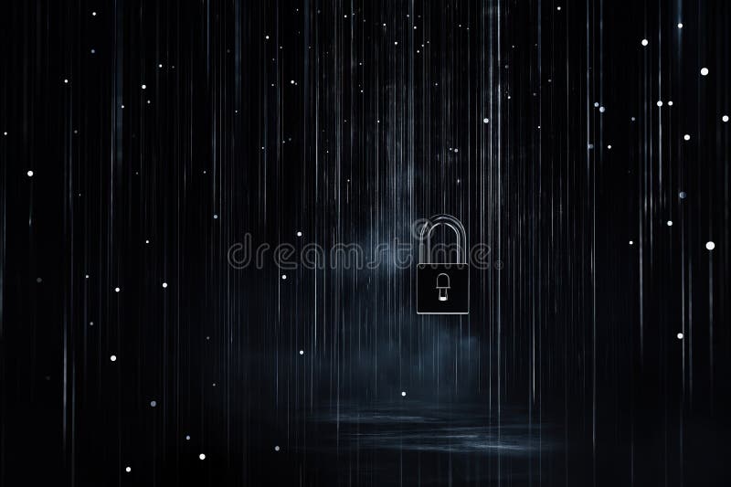 Dark Background with a Locked Padlock Surrounded by Glowing Particles ...