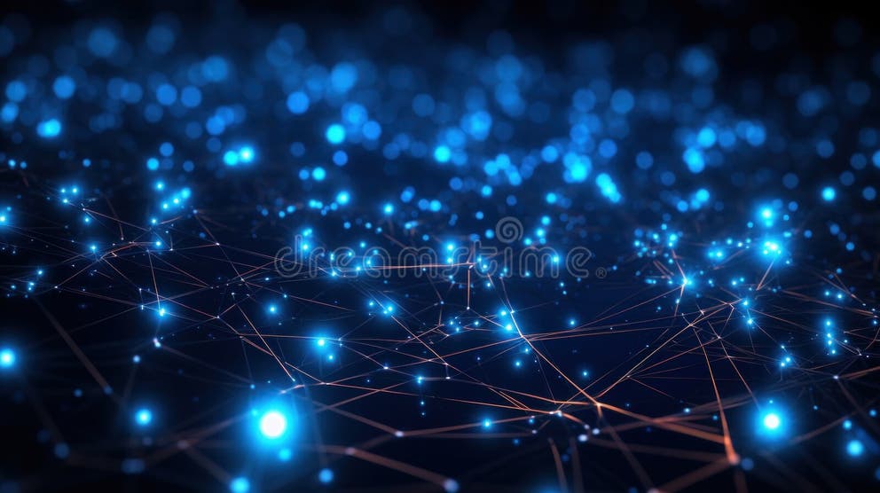 A Dark Background with Many Blue Dots and Lines, AI Stock Illustration ...