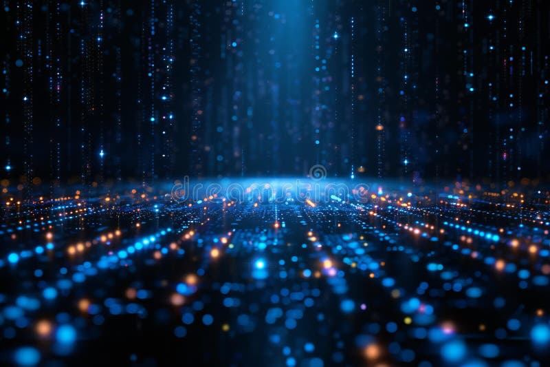 Dark Background with Matrix Code Falling, Black Background, Dark Blue ...