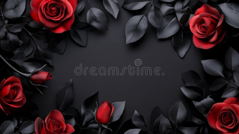 A Dark Background with More Red Roses Positioned at the Lower Part of ...